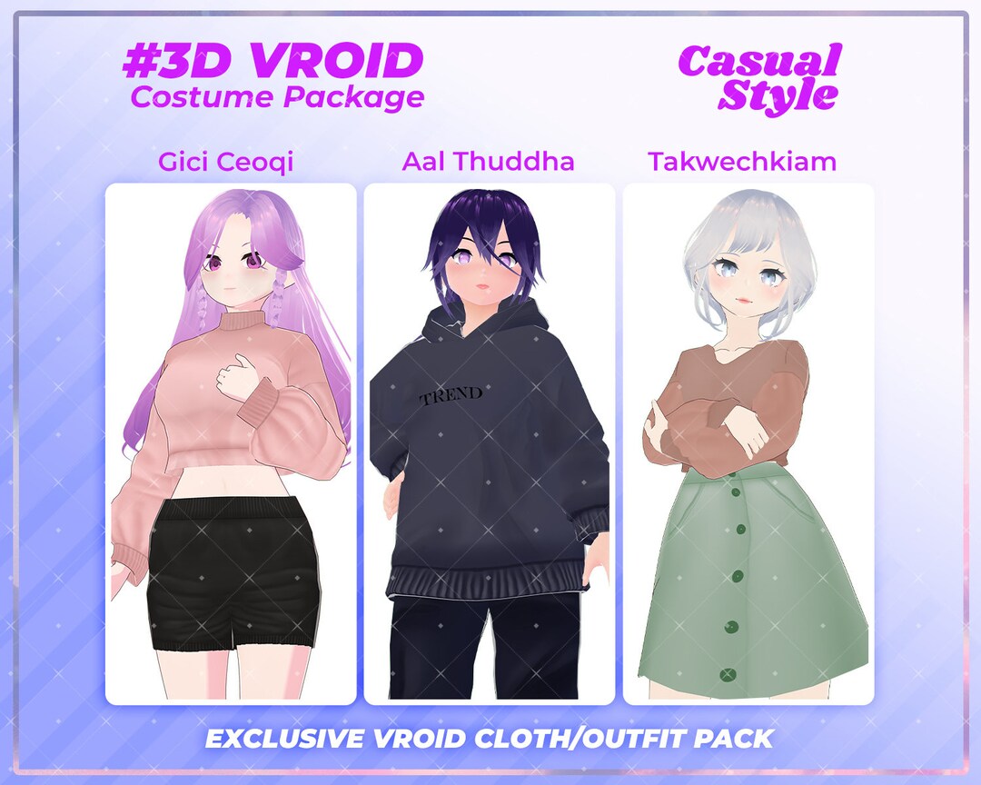 3D Vroid Clothes Pack, Clothes, Vroid, Sexy Clothes, Cosplay Costume ...