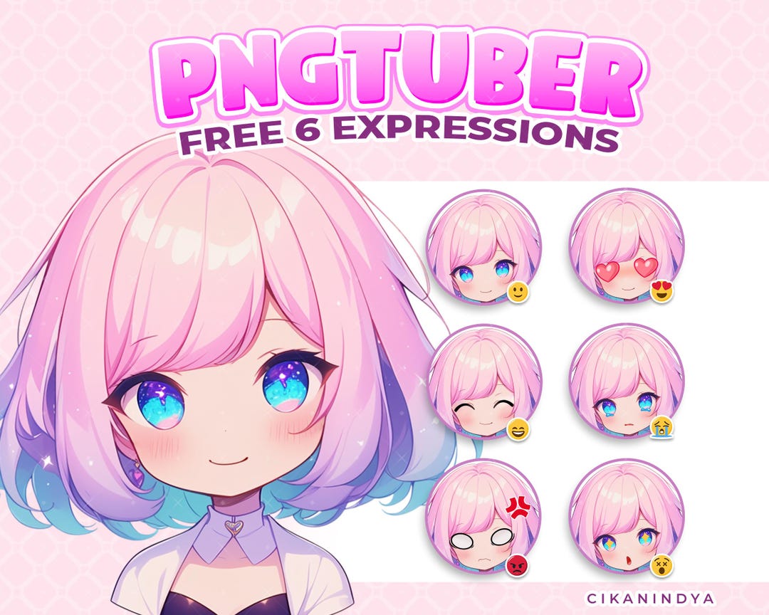 Premade Custom Pngtuber – Pastel Bob Hairstyle With Starry Charm - Etsy
