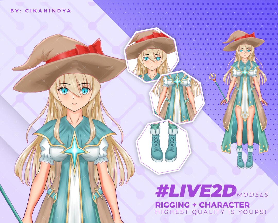 Magical Girl Vtuber Live2d Model: Blonde Hair, 7 Expressions - Etsy