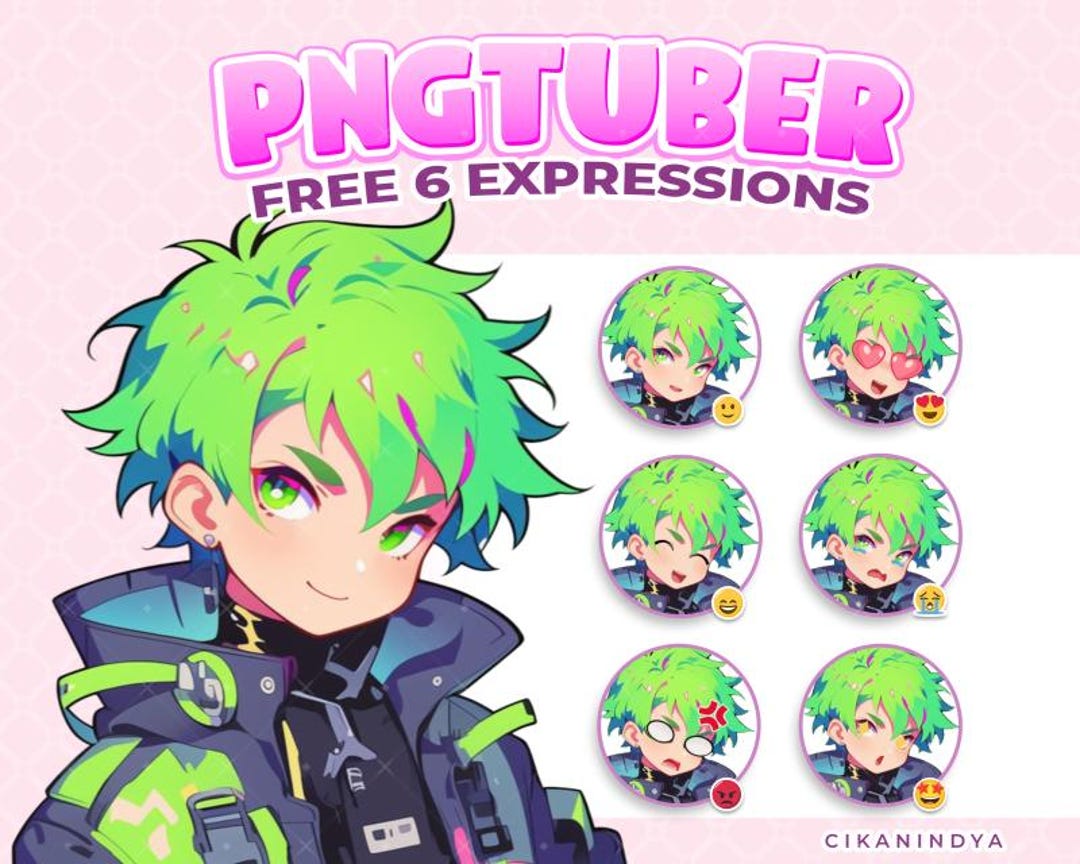 Premade Pngtuber – Bold Chibi Male Avatar With Neon Vibes - Etsy