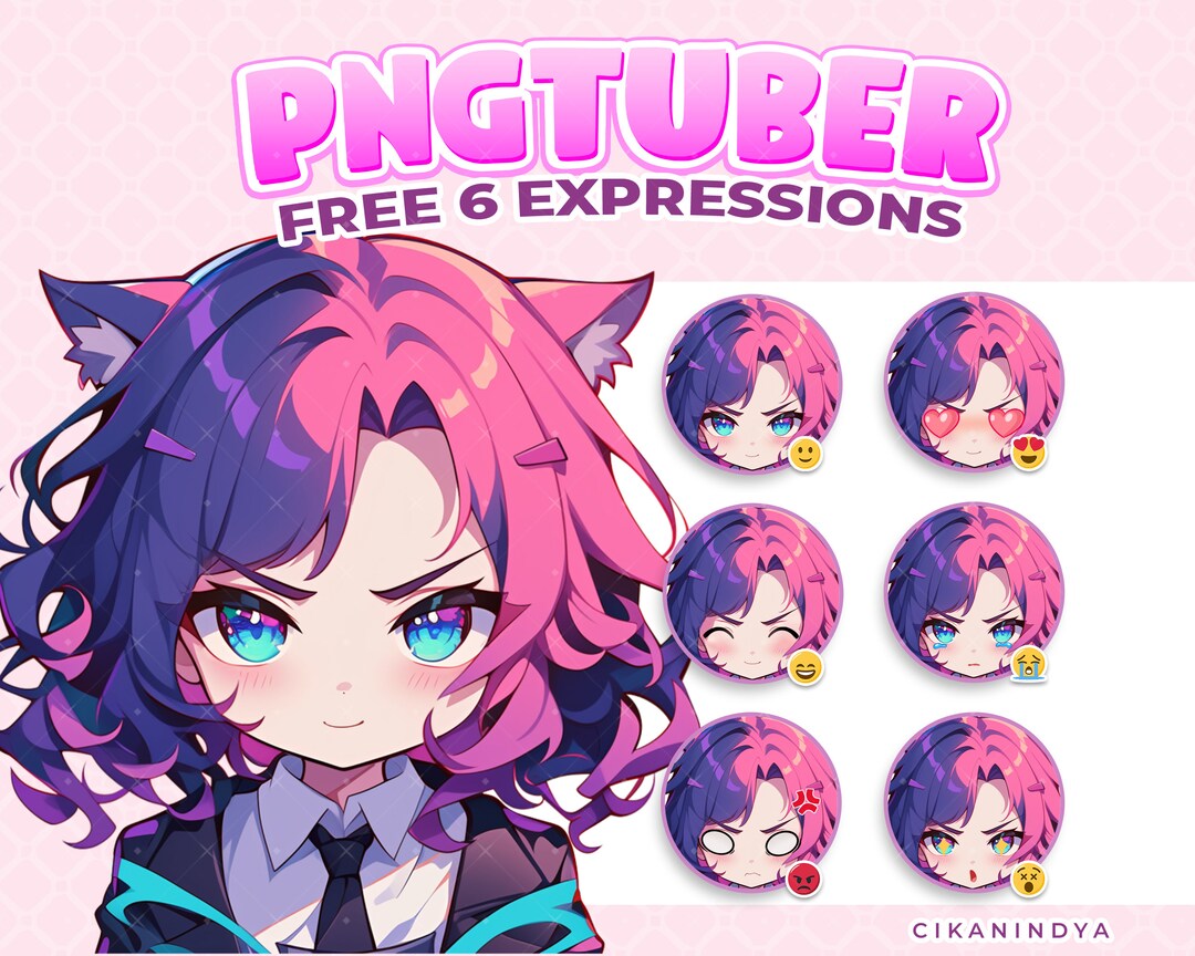Pink & Blue Haired PNG Tuber Avatar: 6 Streamer Poses - Etsy Canada
