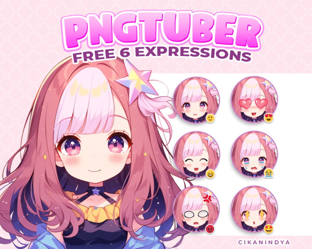 Kawaii Girl PNG Tuber: 6 Poses, Cartoon Vtuber - Etsy