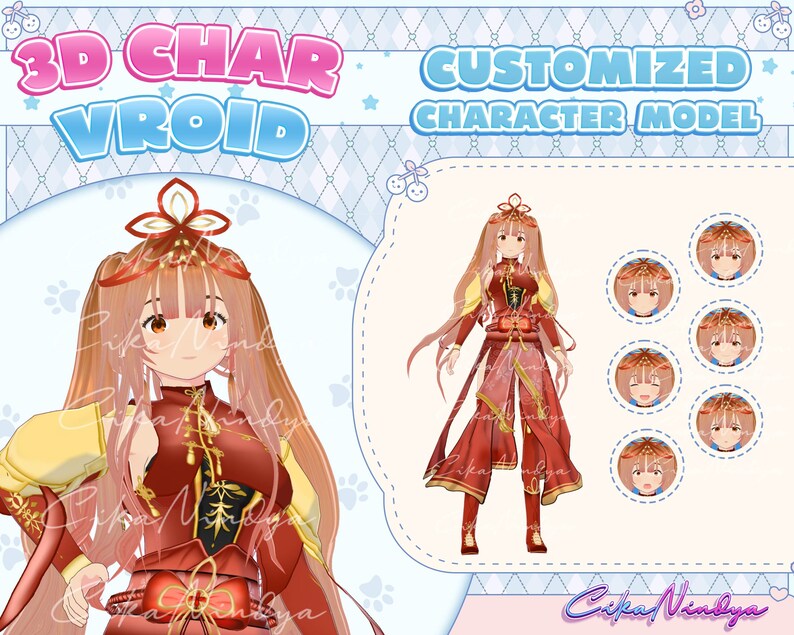 3D Vroid Character Vtuber Model Free 3d Model Vtuber Model - Etsy