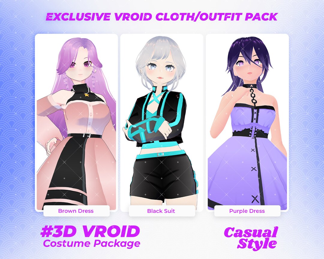 Casual Chic Outfits for Vroid Girl Style - Vroid Clothing Pack, Outfit ...