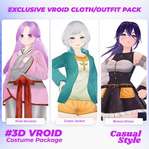 Modern Virtual Casual Girl Fashion Pack - Vroid Clothing Pack, Kawaii ...