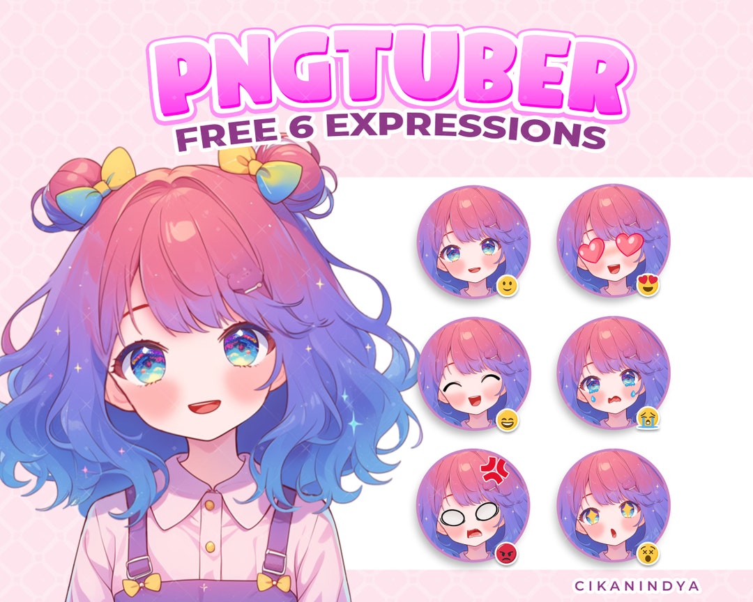 Rainbow Charm PNG Tuber: 6 Poses Vtuber Streamer Avatar - Etsy