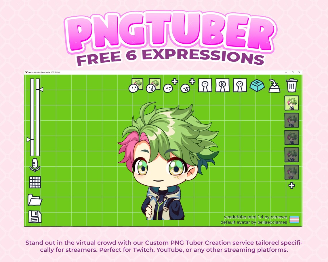 Trendy Custom Pngtuber Male – Vibrant Hair and Modern Outfit - Etsy
