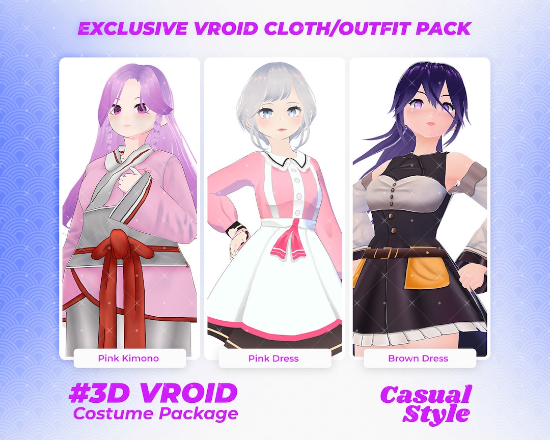 Casual Kimono Vroid Outfit Set for Vtuber Artistry - Vroid Clothing ...