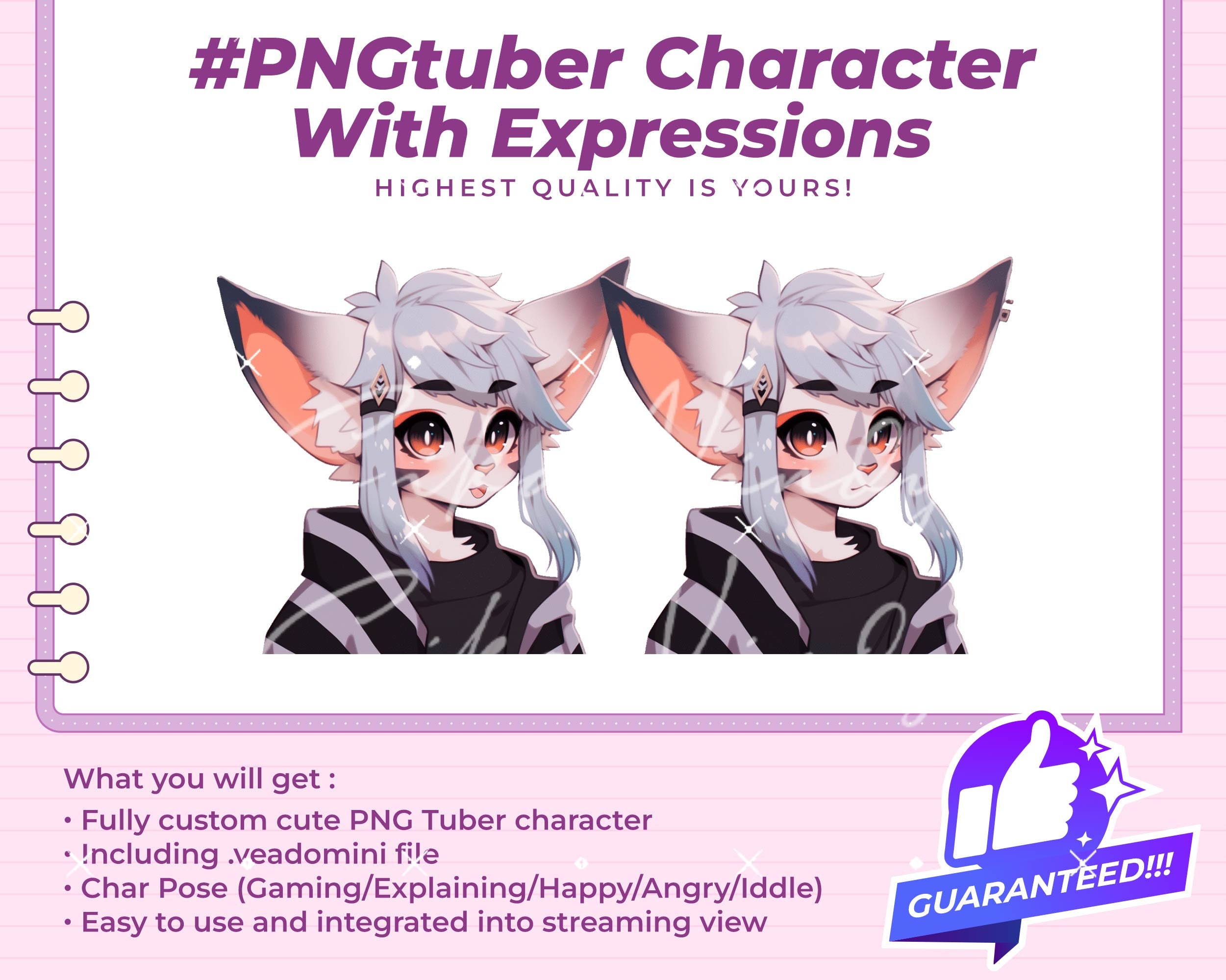 Wild Spirit Streamer Wolf PNG Tuber Avatar for Bold Broadcasters PNG ...