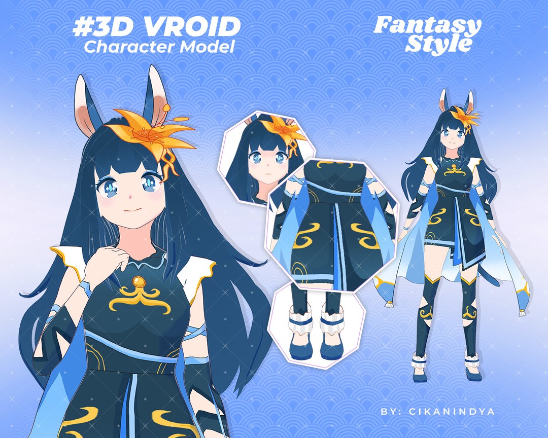3D Vroid Character, Vtuber Model Free, 3d Model, Vtuber Model, Vroid ...