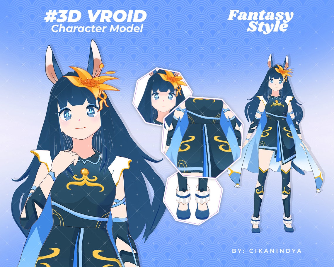 3D Vroid Character Vtuber Model Free 3d Model Vtuber Model - Etsy
