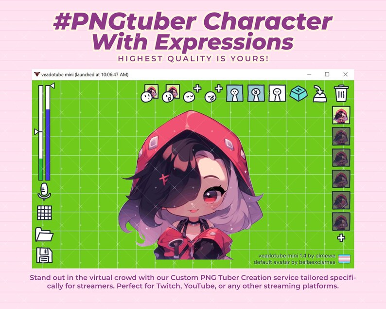 Chibi Girl PNG Tuber Avatar: 12 Expressions for Streamers - Etsy