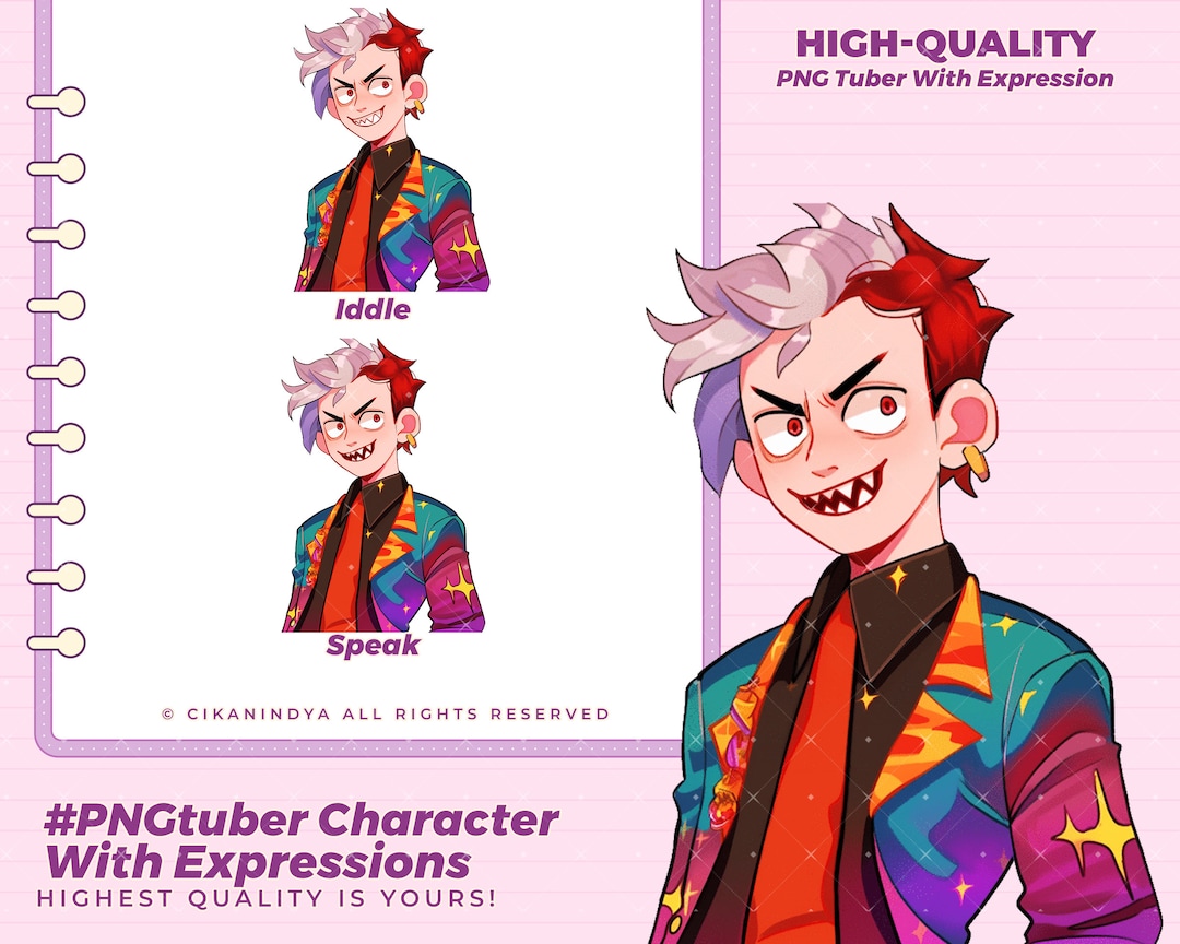 Interactive Male PNG Tuber Avatar: 2 Expressions - Etsy