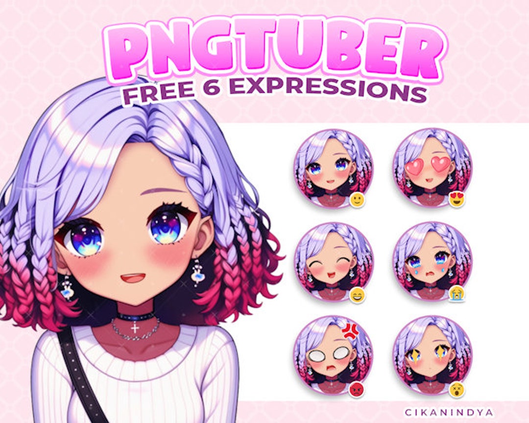 Purple Haired Vtuber Girl: 6 Pose Animated Avatar (digital Download) - Etsy