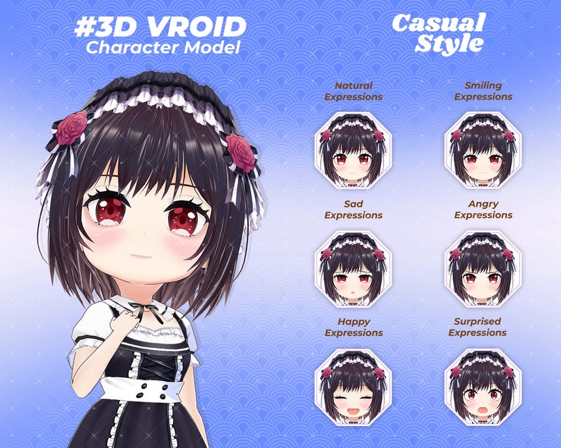 Broadcasting Avatar Elite 3D Vroid Chibi Girl Yuko Hyuga for Dynamic ...