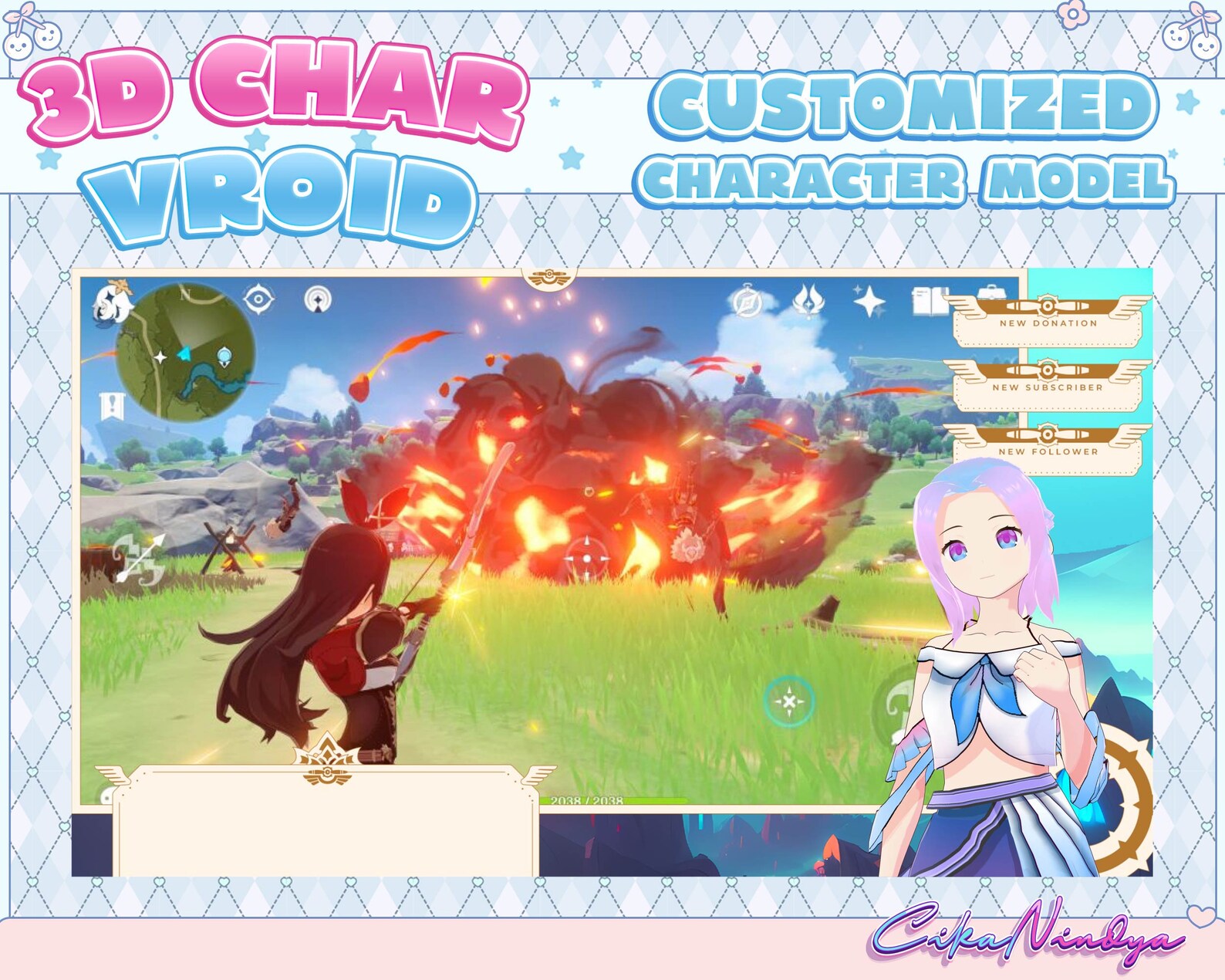 Colorful and Vibrant 3D Vroid Character Anime Pink and Blue - Etsy