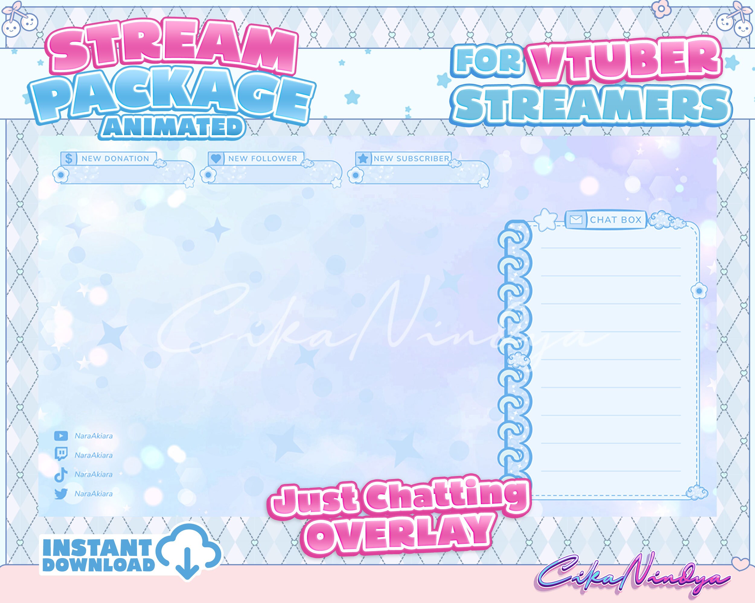 Vtuber Overlay Vtuber Twitch Overlays Stream Overlay - Etsy