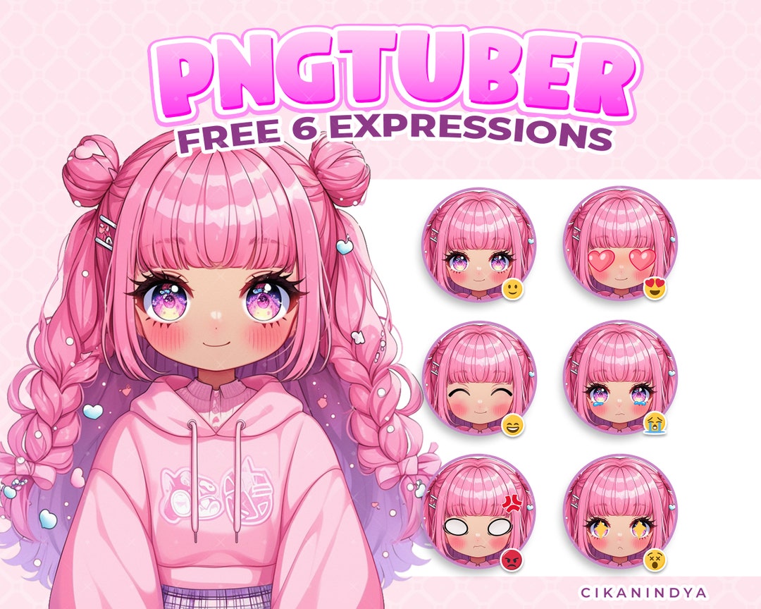 Kawaii Pink Princess Pngtuber Avatar: 6 Poses + .veadomini File - Etsy