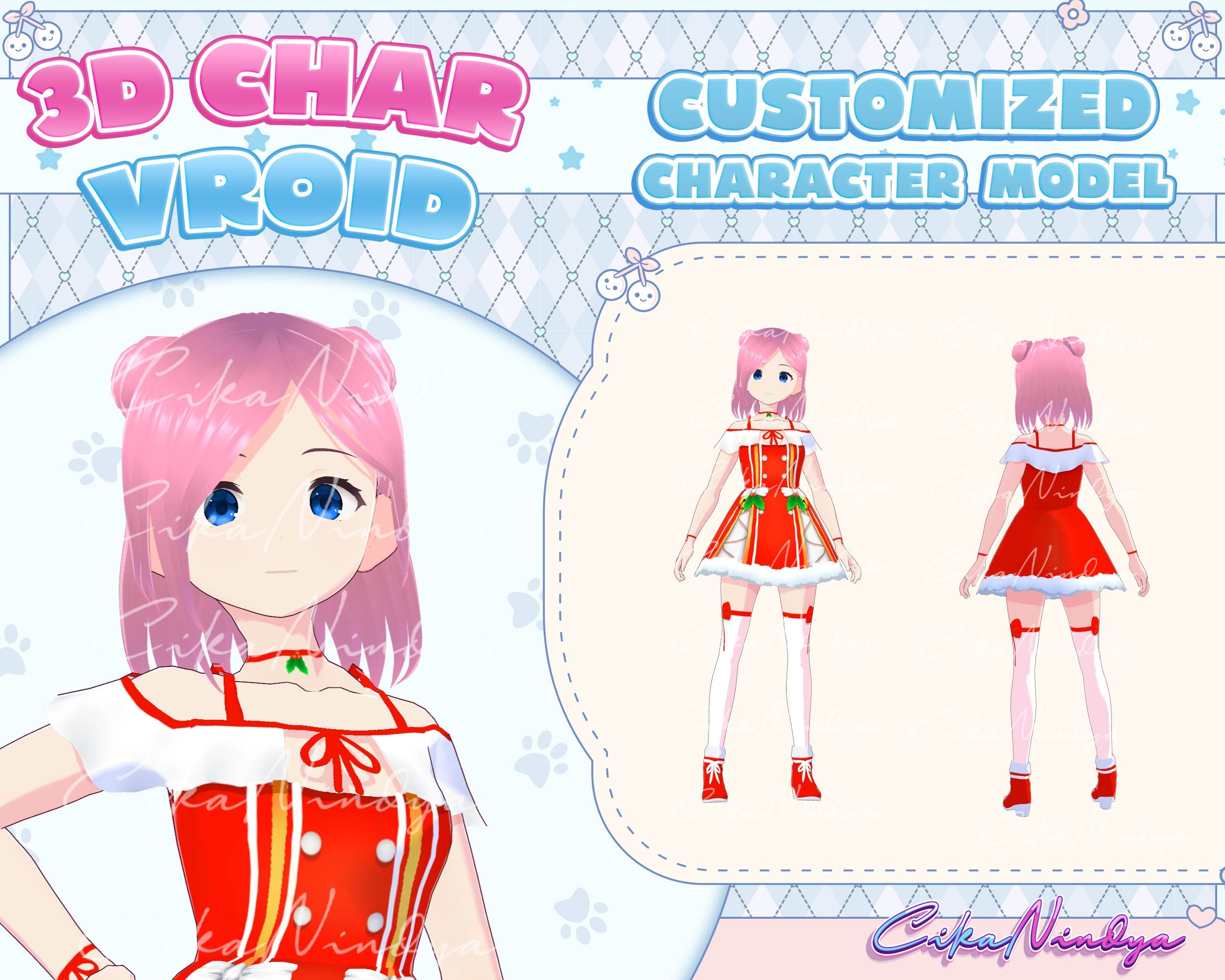 3D Vroid Character 3d Model Commission Vtuber Model Spread - Etsy