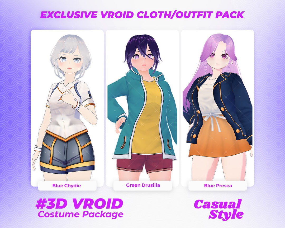 Perfect Casuals Essential Vroid Outfits - Vroid Clothing Pack, Girl ...