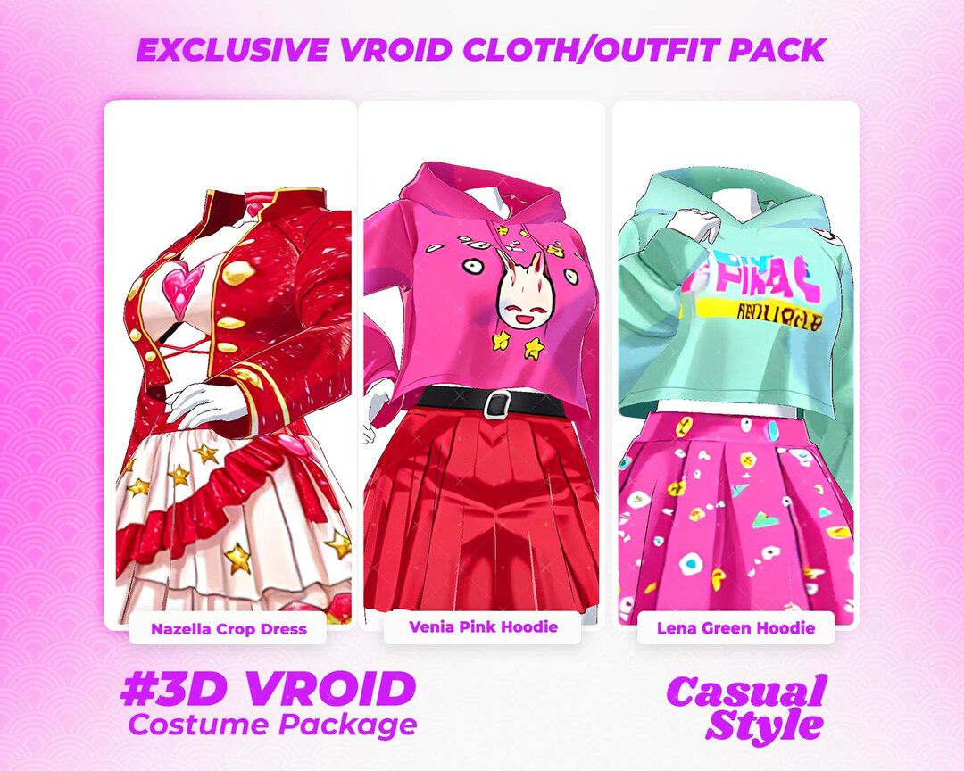 Vroid Clothing Pack | Vroid Casual Clothing Set for Girls | 3D Anime ...