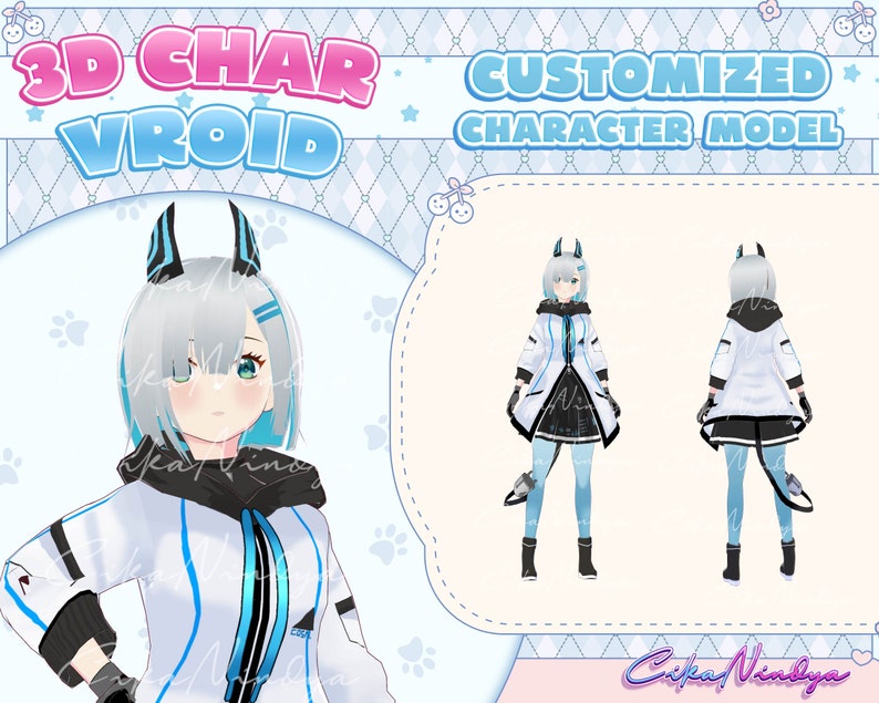 Innovative Style 3D Vroid Character White Hair Cyber Anime - Etsy