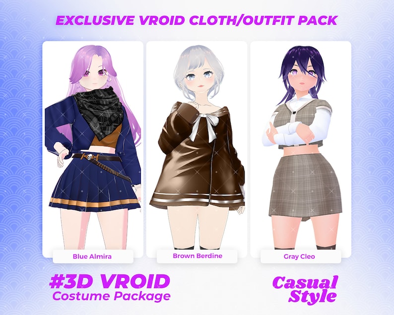 Vroid Clothing Pack, Casual Outfits, Lifestyle Fashion, Modern Avatar ...