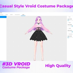 Fashionable Vroid Mini Dress for Streaming Divas - Vroid Clothing Pack, Virtual Girl, Casual ...