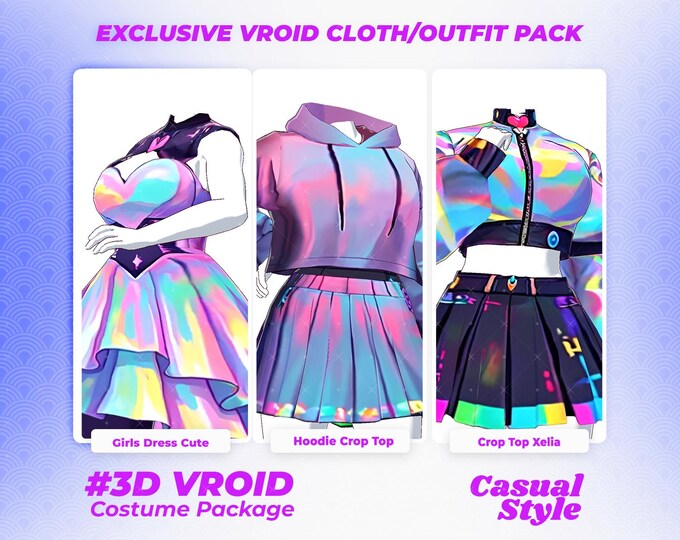 Vroid Outfit Pack: Strawberry, Lilac, Maid Dresses - 3D Anime Clothing ...