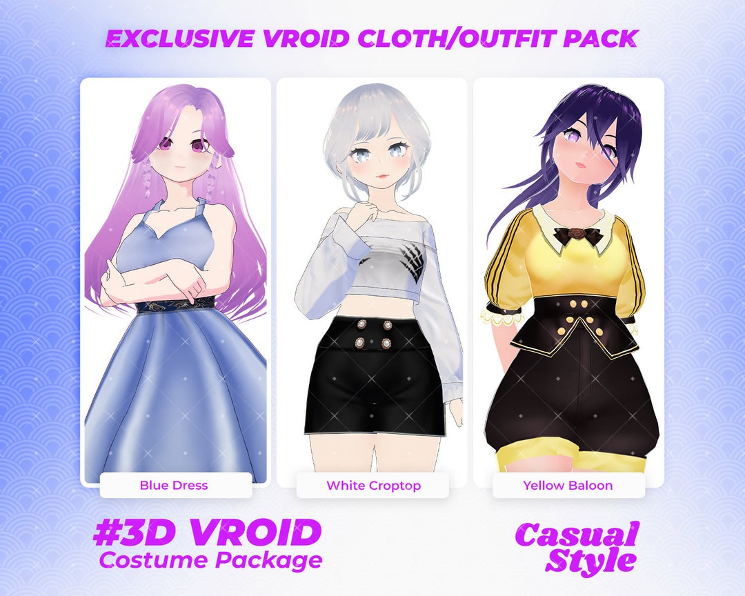 Vroid Clothing Pack, Costume, Vroid Assets, Casual Outfits, Virtual ...