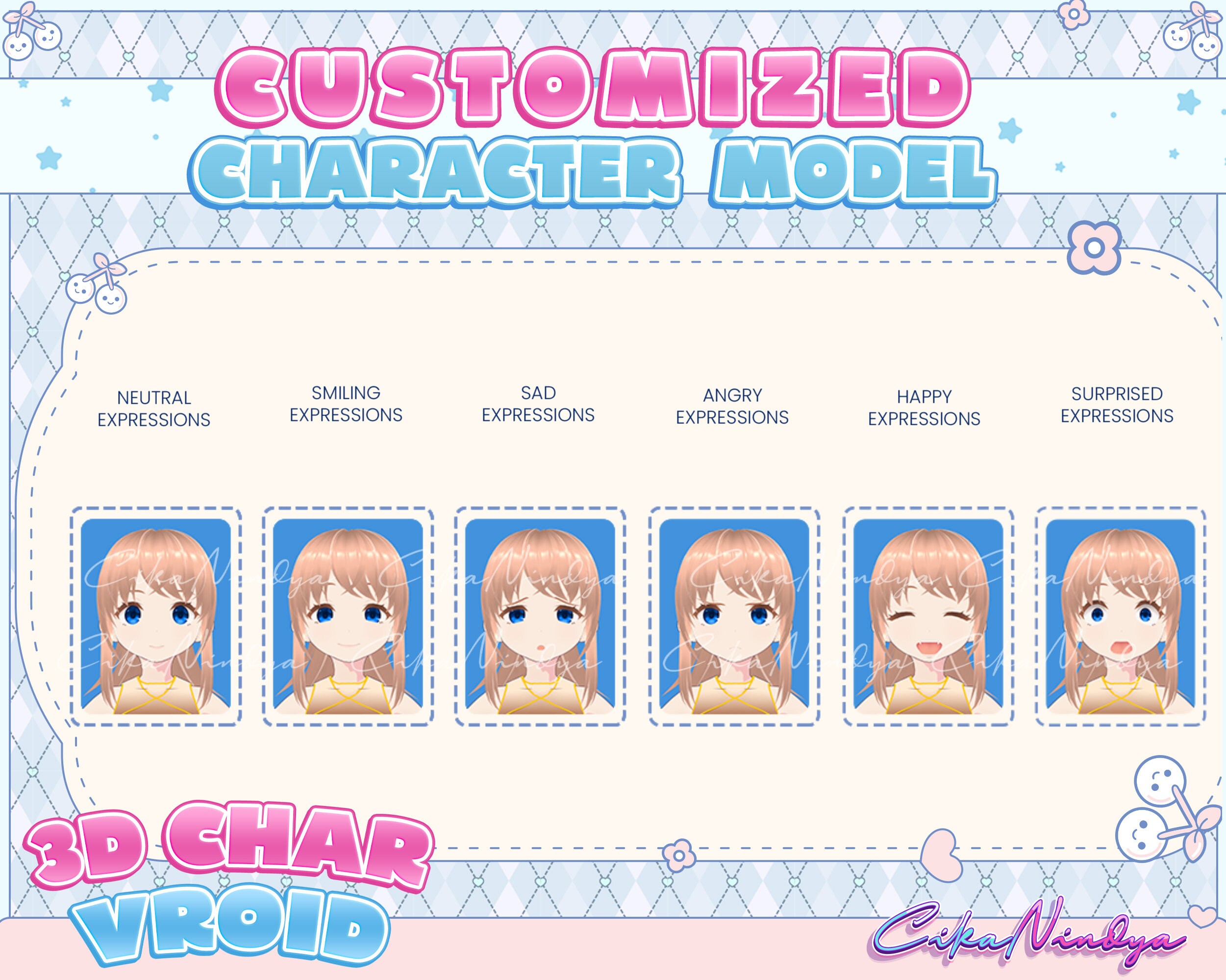 3D Vroid Character Vroid 3D Virtual Model Streamer Avatar - Etsy