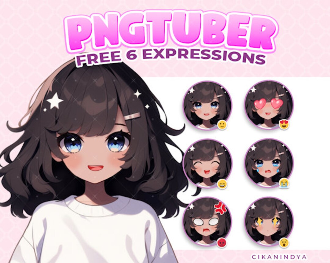 PNG Tuber | Starry-eyed Kawaii the Silent Gaze | Get 6 Poses | Vtuber ...