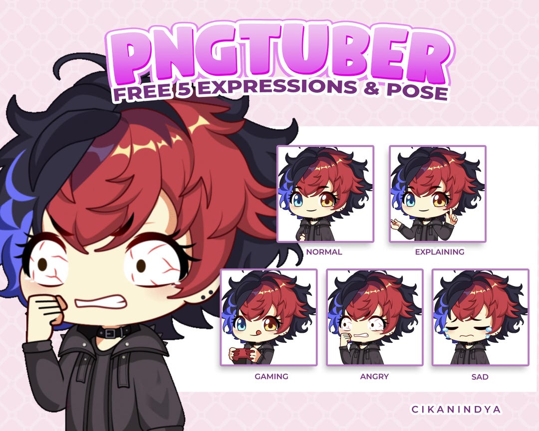 Edgy Pngtuber Male – Dual-tone Rebel Anime Character - Etsy