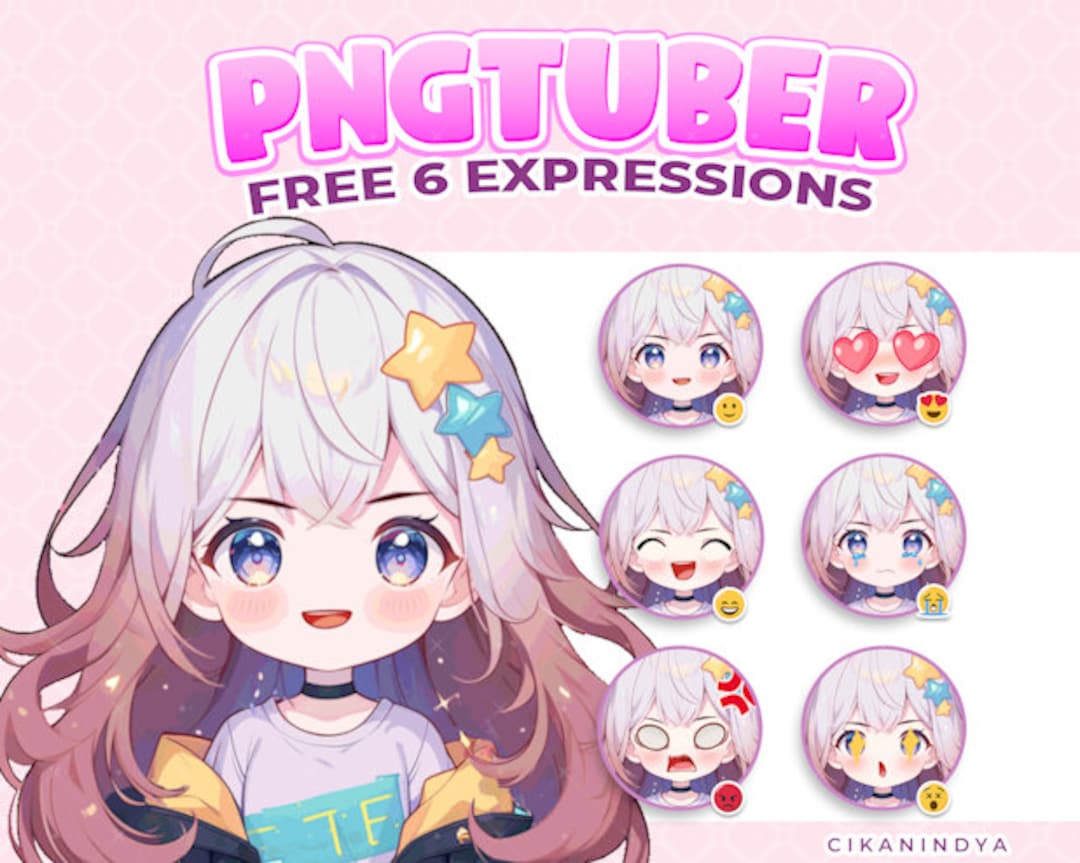 PNG Tuber | PNG Tuber Girl Curly Long Hair for Streamers | 6 ...