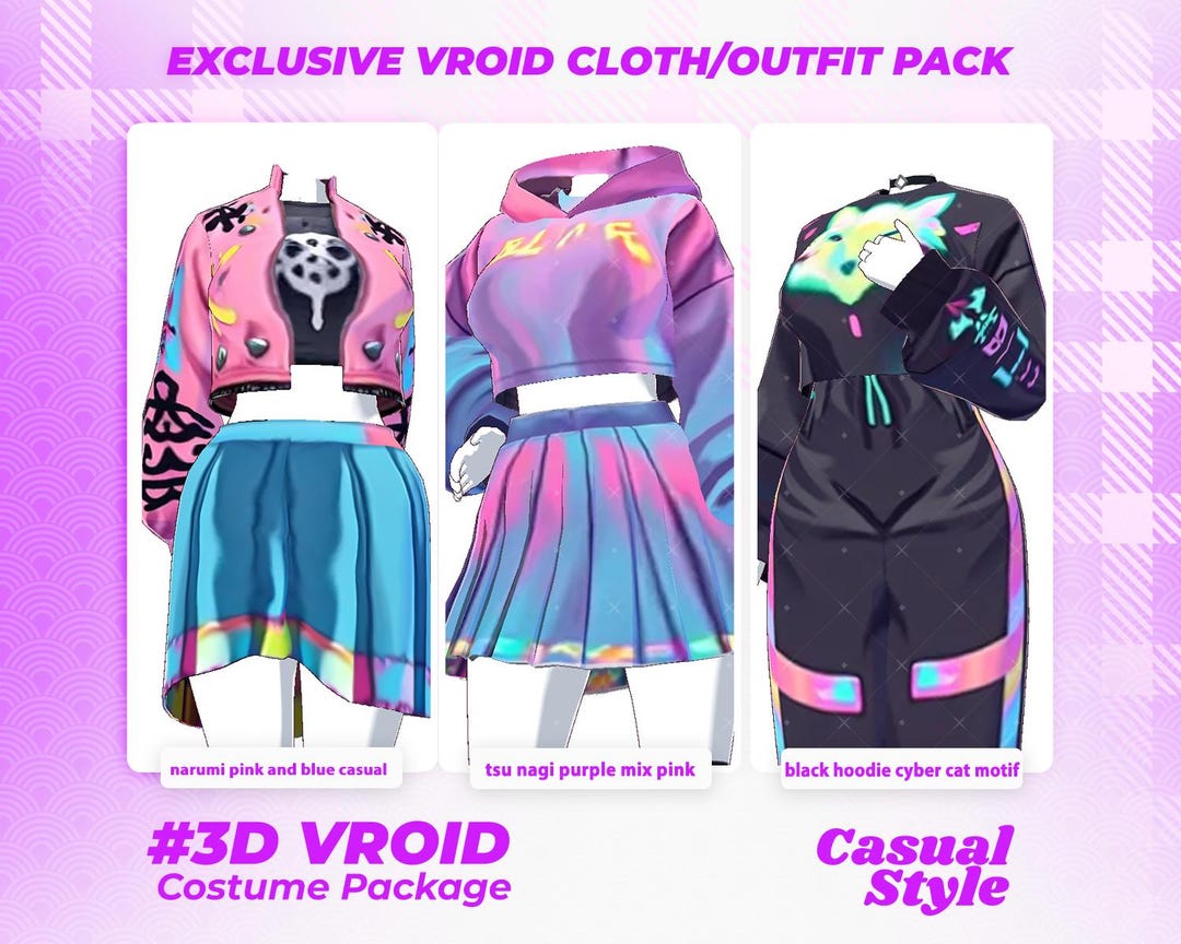 Vroid Outfit Pack: Cyberpunk & Anime Vtuber Clothing - Etsy UK