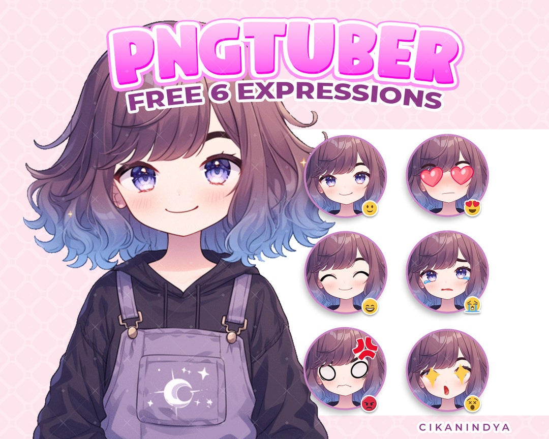 PNG Tuber | Customizable PNG Tuber Girl Black Jumpsuit for Streamer ...