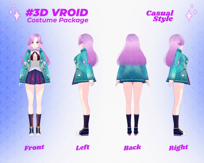 Casual Vogue Kit 3 Piece Fashion Forward Vroid Outfits Vroid Clothing ...