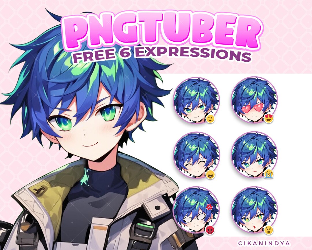 Custom-like Pngtuber – Blue Male Chibi Model - Etsy