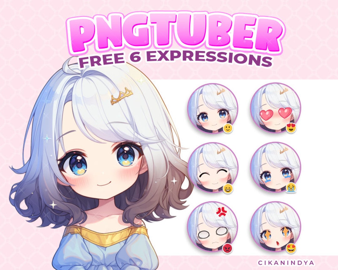 PNG Tuber | Adorable Princess With Grey-blue Ombre Hair and Sparkling ...