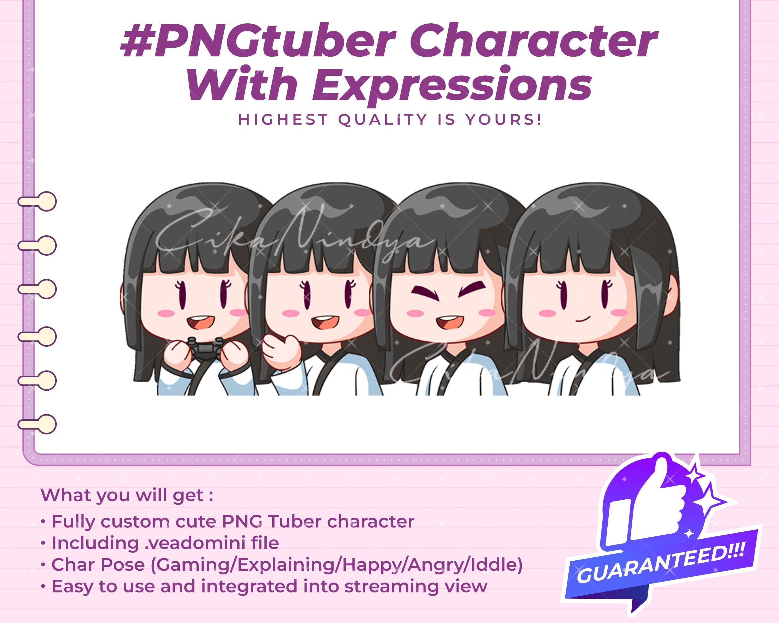 Stylish and Trendy PNG Tuber Black Hair Girl for Content - Etsy