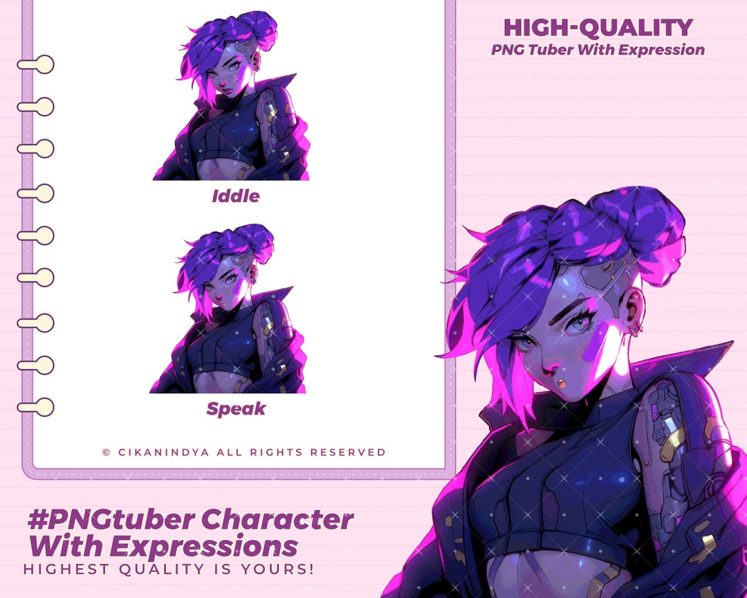 PNG Tuber | Digital Edgy Cyberpunk PNG Tuber Avatars for Streamers | 2 ...