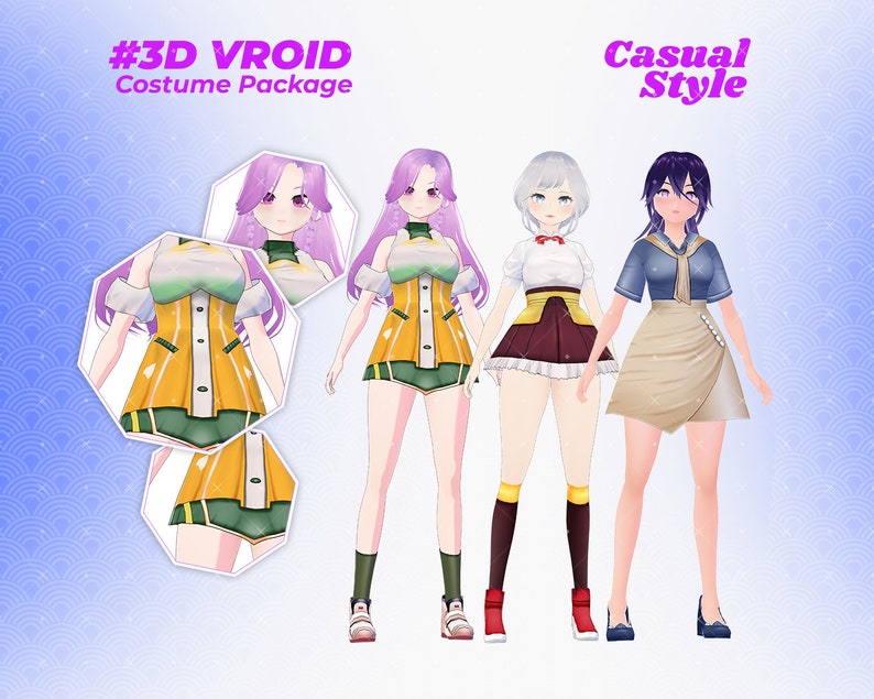 Vroid Outfit Pack: Elegant 3D Fashion for Girl Models - Etsy
