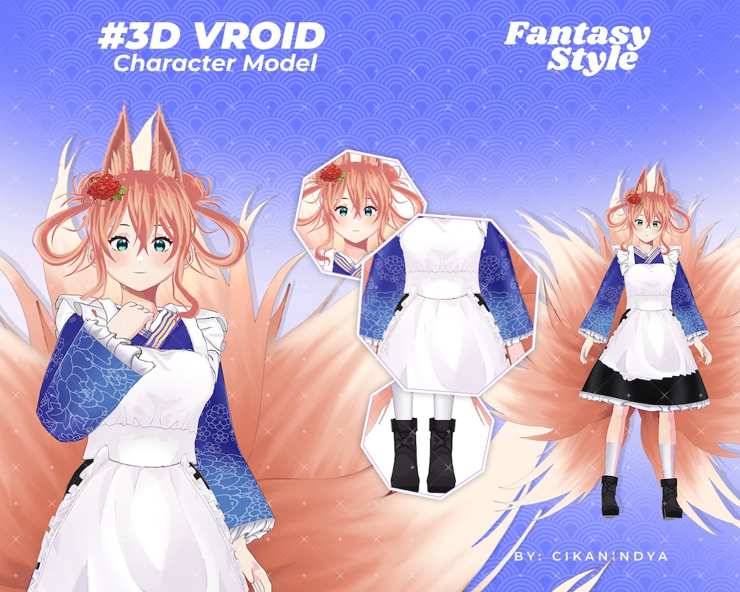 3D Vroid Vtuber Model: Fantasy Fox Avatar for Streaming (.VRM) - Etsy