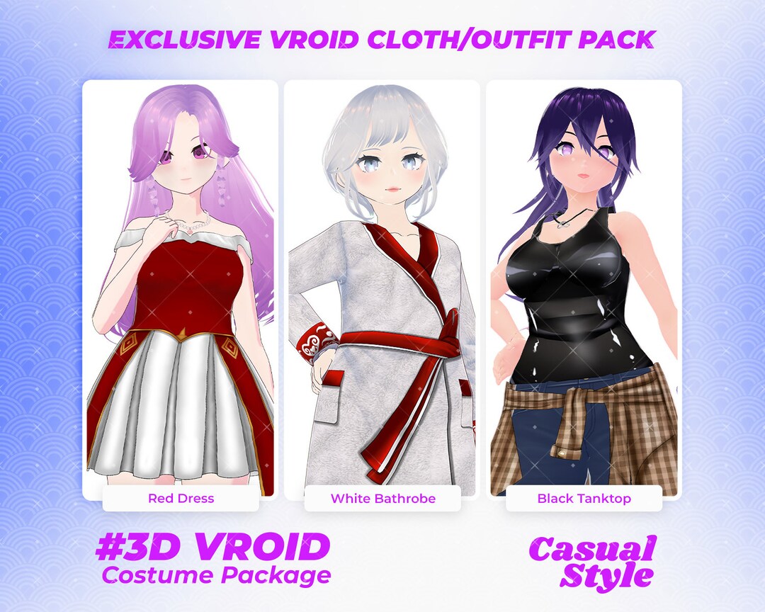Casual Style Pack for Vtuber Girls - Vroid Clothing Pack, Vroid ...
