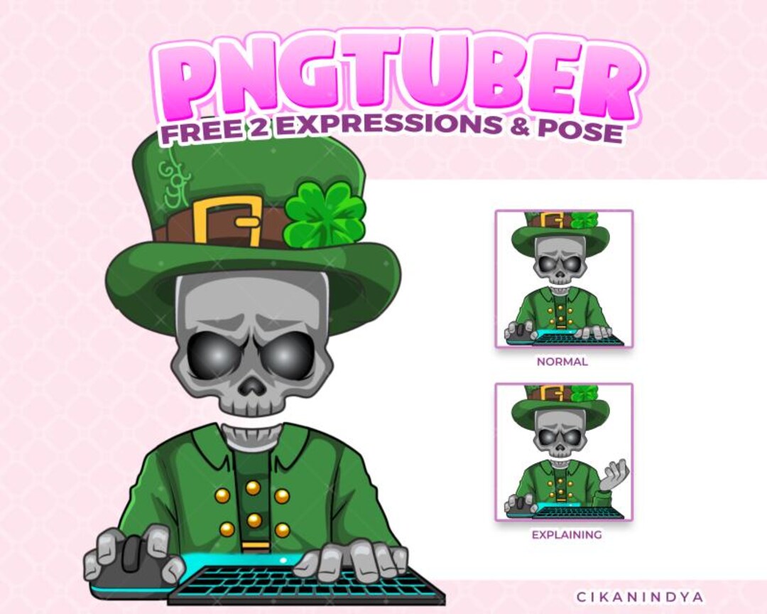 Leprechaun Skeleton Gamer PNG Tuber Avatar: Holiday Vtuber Model - Etsy