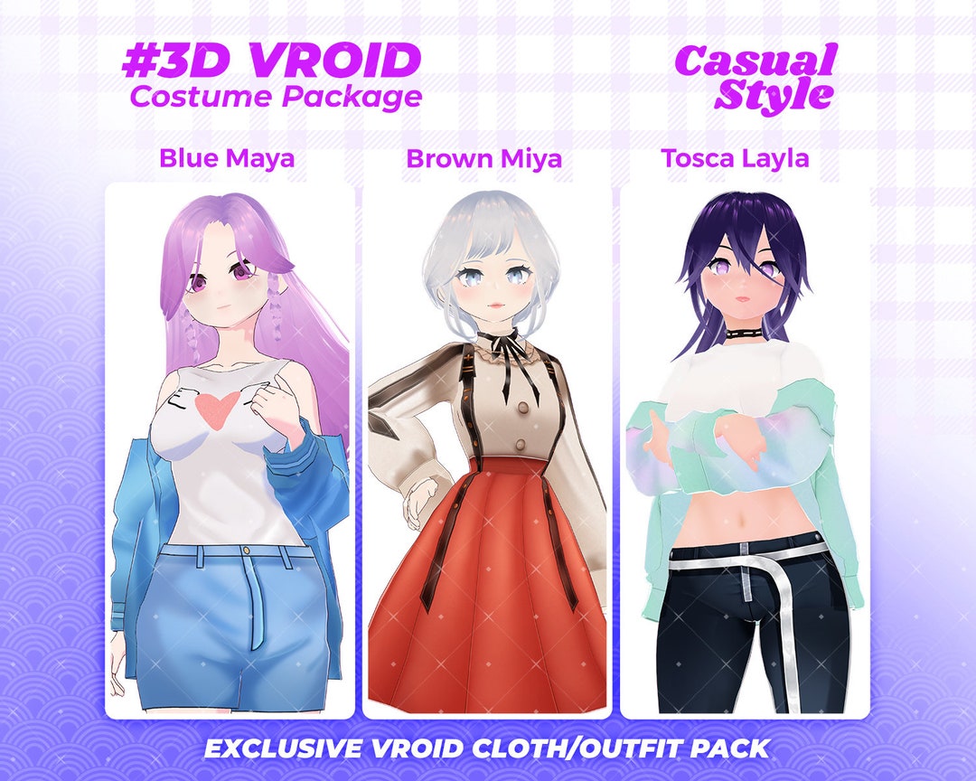 Stream in Style With 3-in-1 Casual Girl Outfit Pack for Vroid Avatars ...