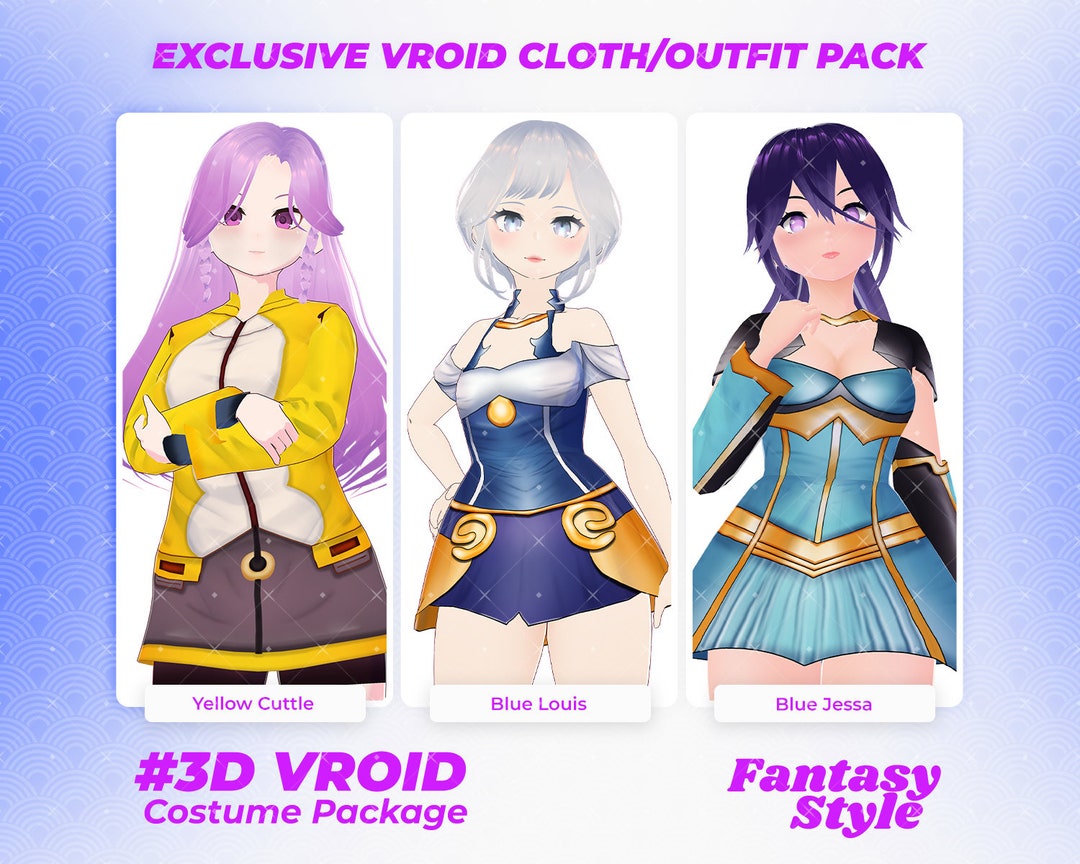 3-in-1 Mystical Outfits for Avatar Girl Adventure - Vroid Clothing Pack ...