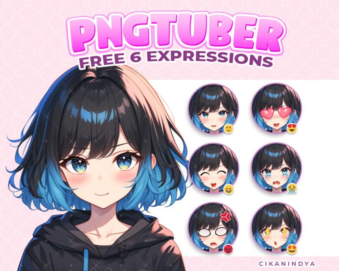 Kawaii Girl PNG Tuber Model: 6 Poses, Vtuber Stream - Etsy