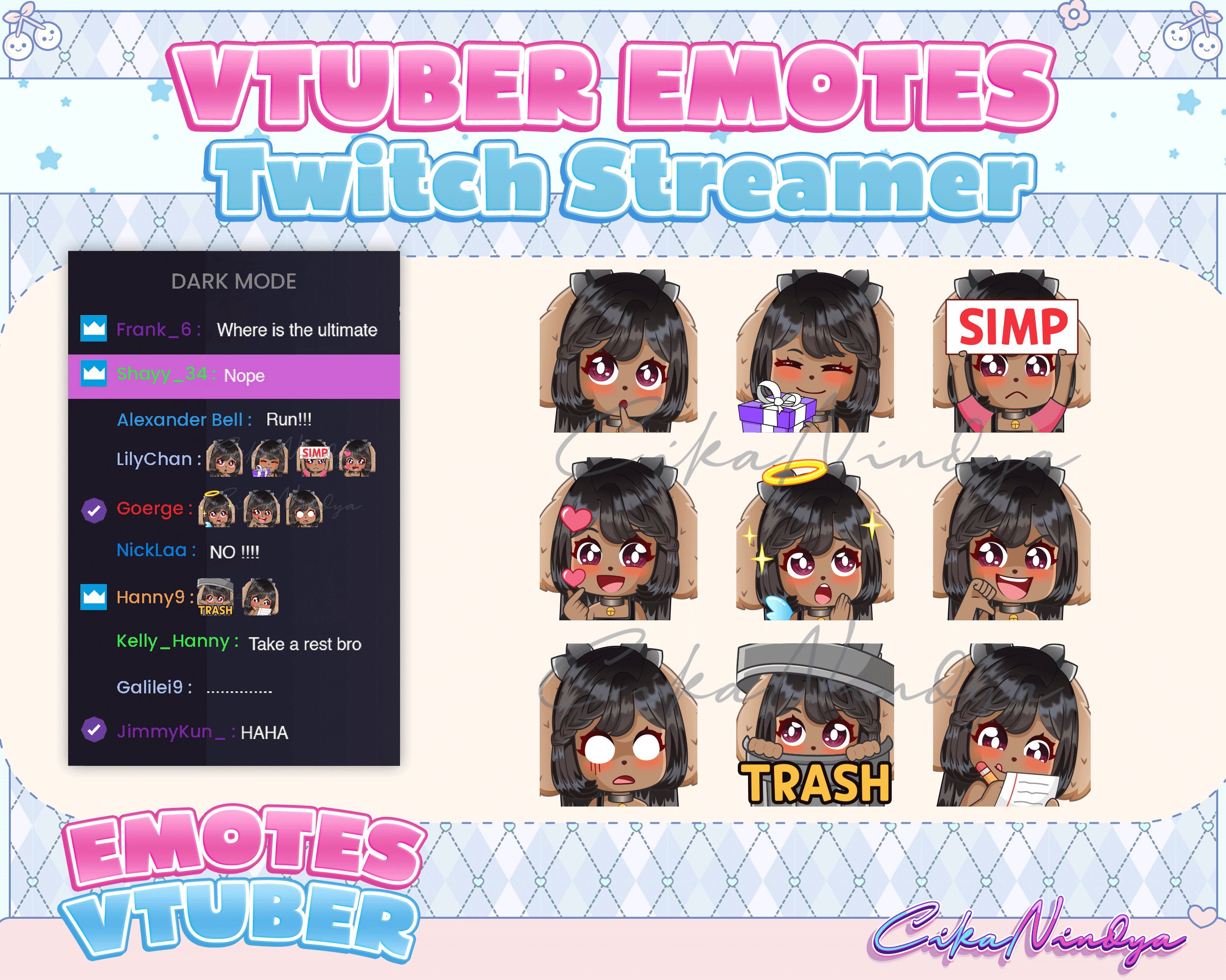 Vtuber Emote Twitch Chat Box Emote Emote Commission Raid - Etsy Portugal