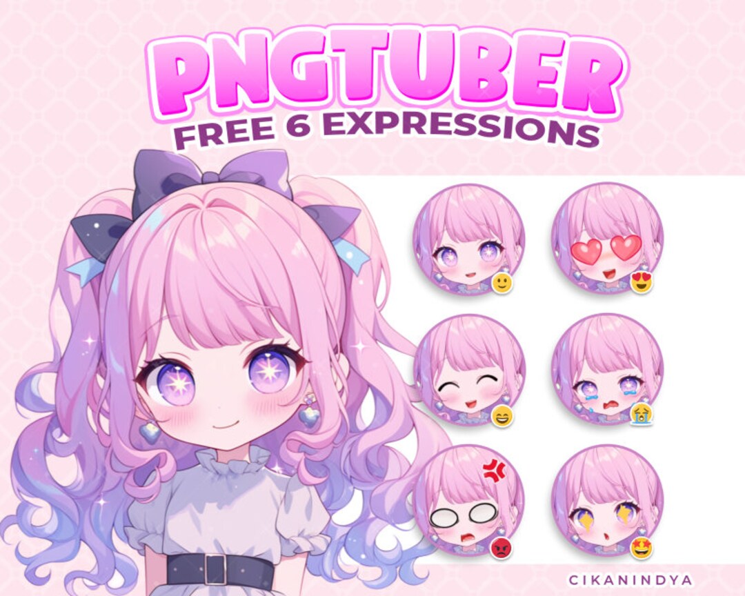 Pink Girl PNG Tuber Avatar: 6 Poses, Streaming Vtuber Assets - Etsy